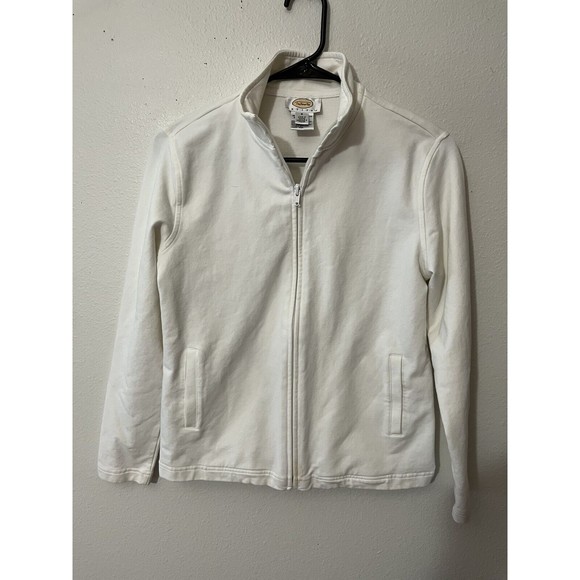 Talbots | Tops | Talbots Womens Medium Petite Sp White Full Zip ...